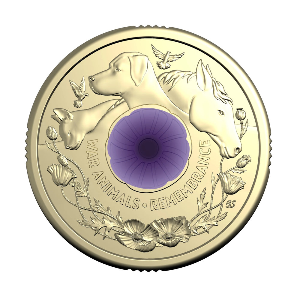 2024 War Animals Remembrance Purple Poppy $2 Single Coin – GoldenKoi